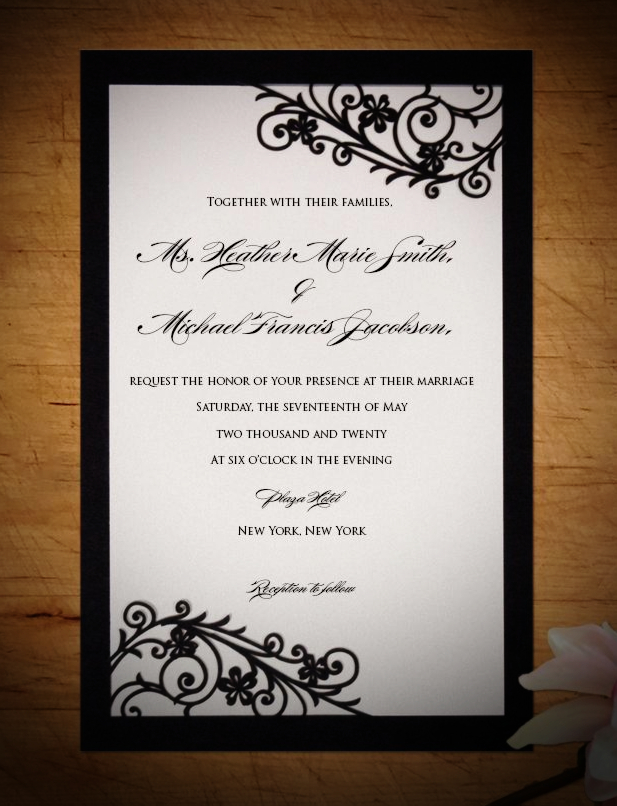 *clearance* Romantica A9 Invitation – Matte Black – Paper Orchid