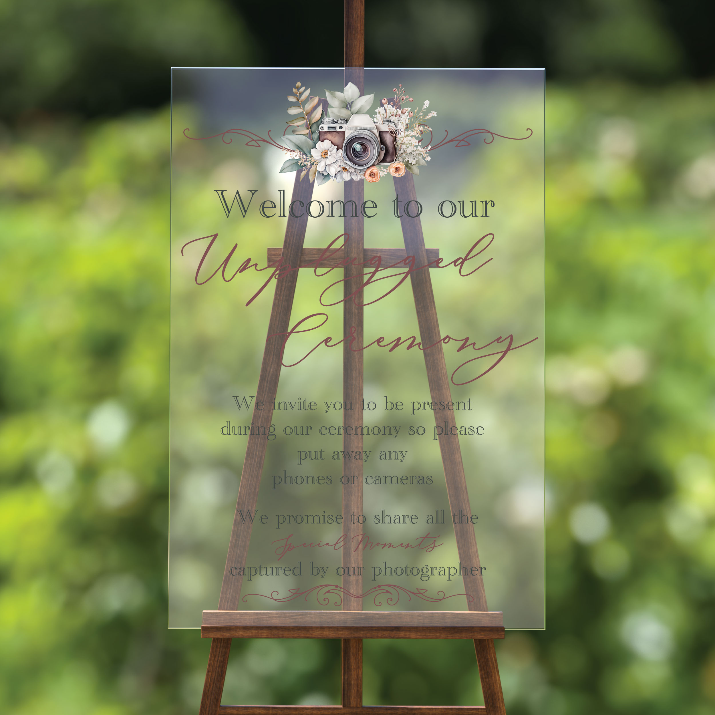 Vintage Camera Unplugged Wedding Sign – Paper Orchid